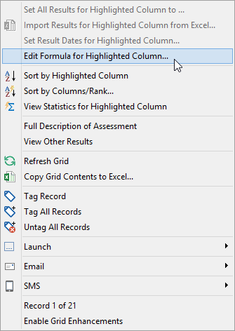 Editing formulas for the highlighted results column - Synergetic ...