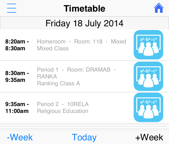 Viewing your timetable for another week - SynMobile - Confluence