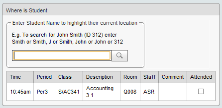 Using the Where Is Student window - SynWeb - Confluence